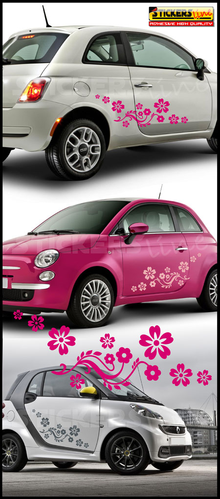 Kit adesivi FIORI (mod.9) SMART FIAT 500 OPEL ADAM auto moto vespa ...