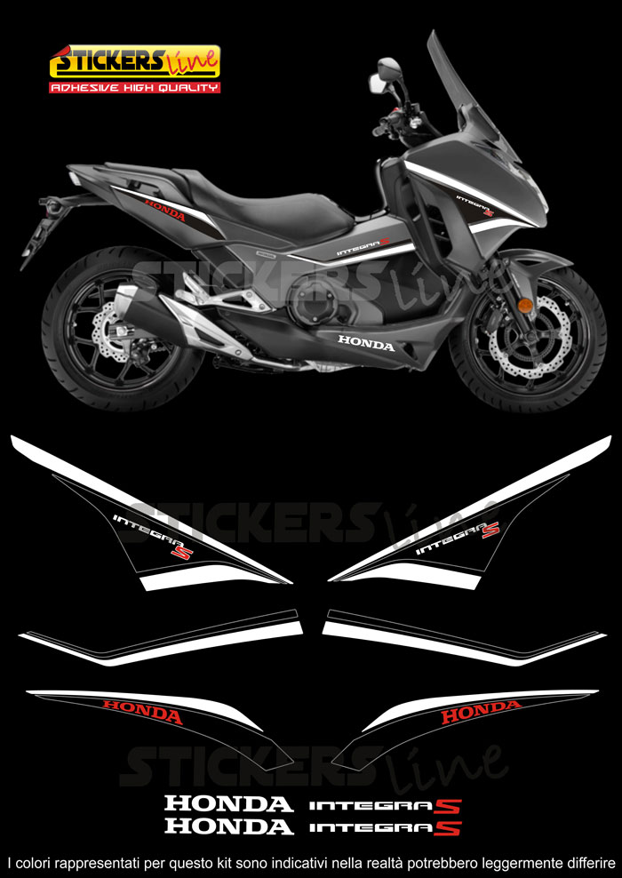 Kit adesivi HONDA INTEGRA dal 2014 BIANCO + NERO grafica carena decal ...